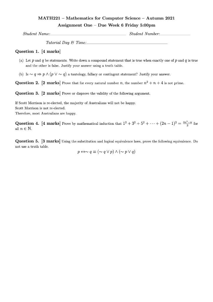 MATH221 - Mathematics for Computer Science - Autumn | Chegg.com