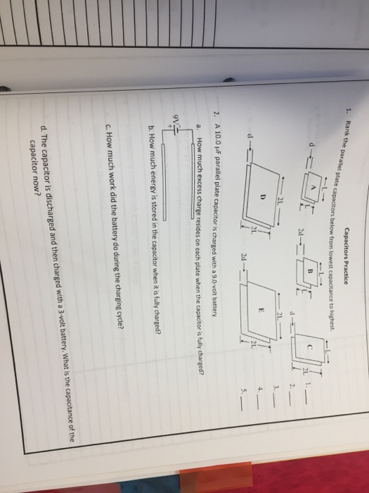 Solved 1. Rank the par Capacitors Practice e capacitors | Chegg.com