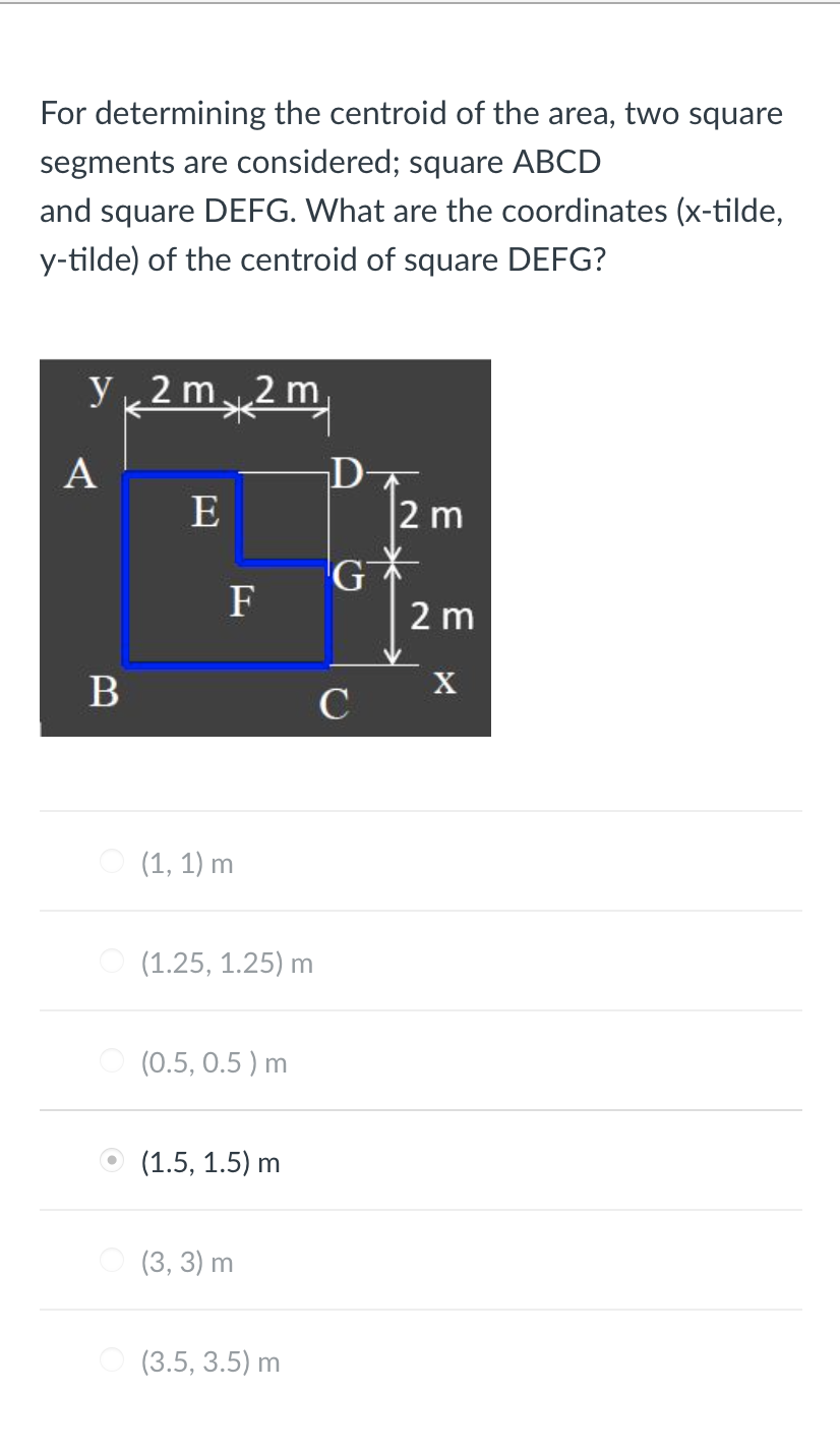 Solved For determining the centroid of the area, two square | Chegg.com