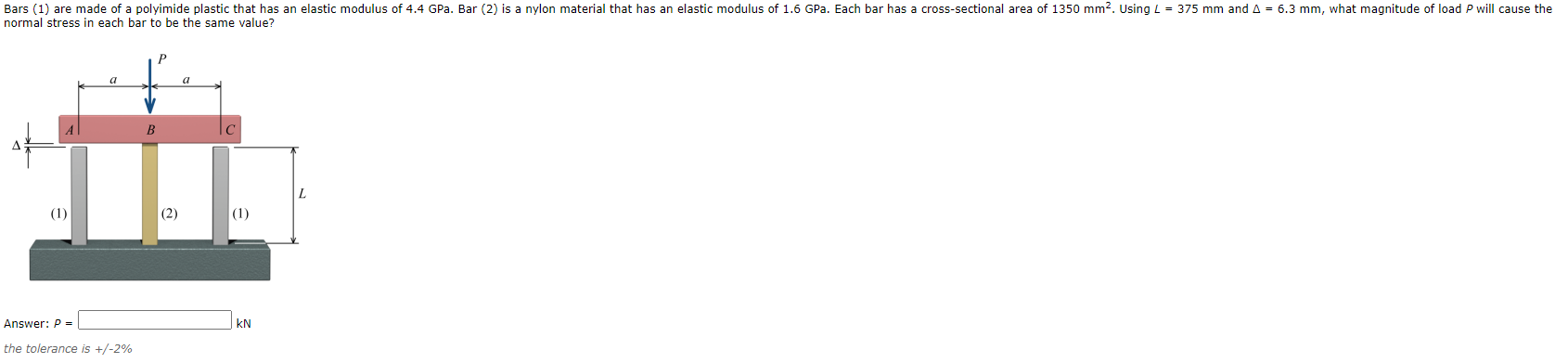 Solved Bars (1) are made of a polyimide plastic that has an | Chegg.com