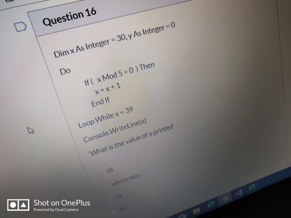 Solved ро Question 4 Dim x As Integer = 30 While x