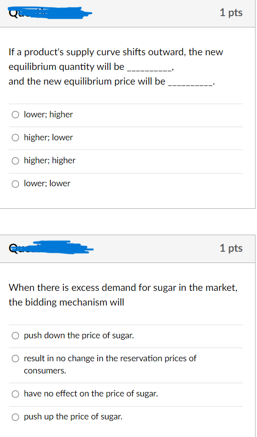 Solved If a product's supply curve shifts outward, the new | Chegg.com