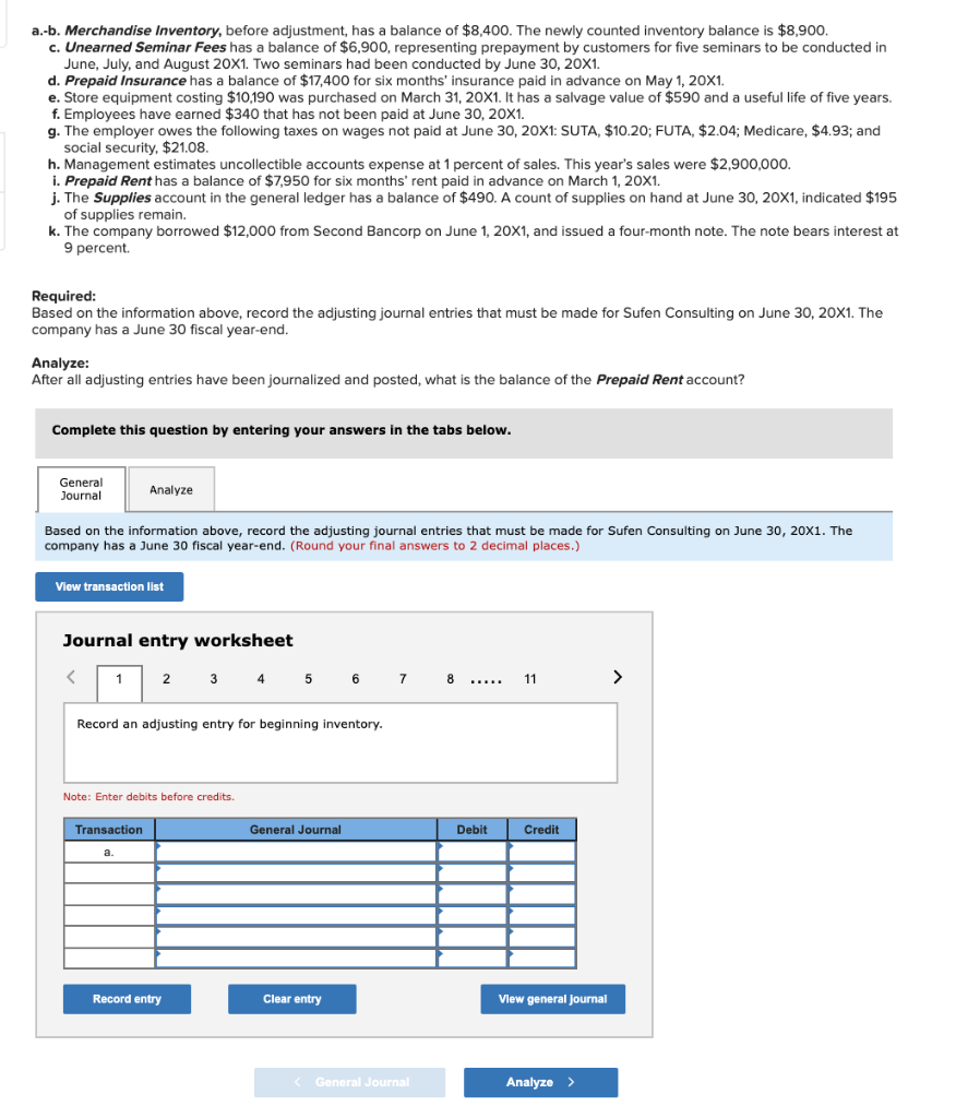 Solved Journal entry worksheet Record an adjusting entry | Chegg.com