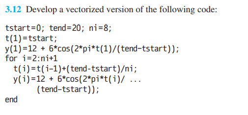 Solved 312 Develop A Vectorized Version Of The Following 