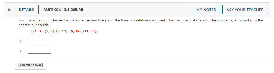 Solved 6. DETAILS AUFEXC4 13.5.005.MI. MY NOTES ASK YOUR | Chegg.com
