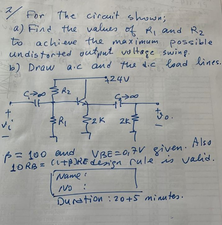 Solved / for the circuit shown; a) Find the values of R, and | Chegg.com