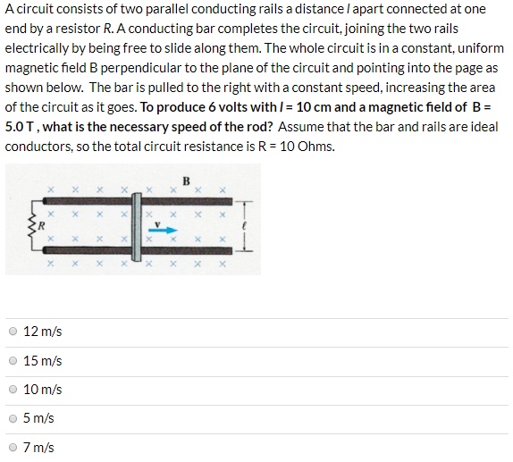 Solved A circuit consists of two parallel conducting rails a | Chegg.com