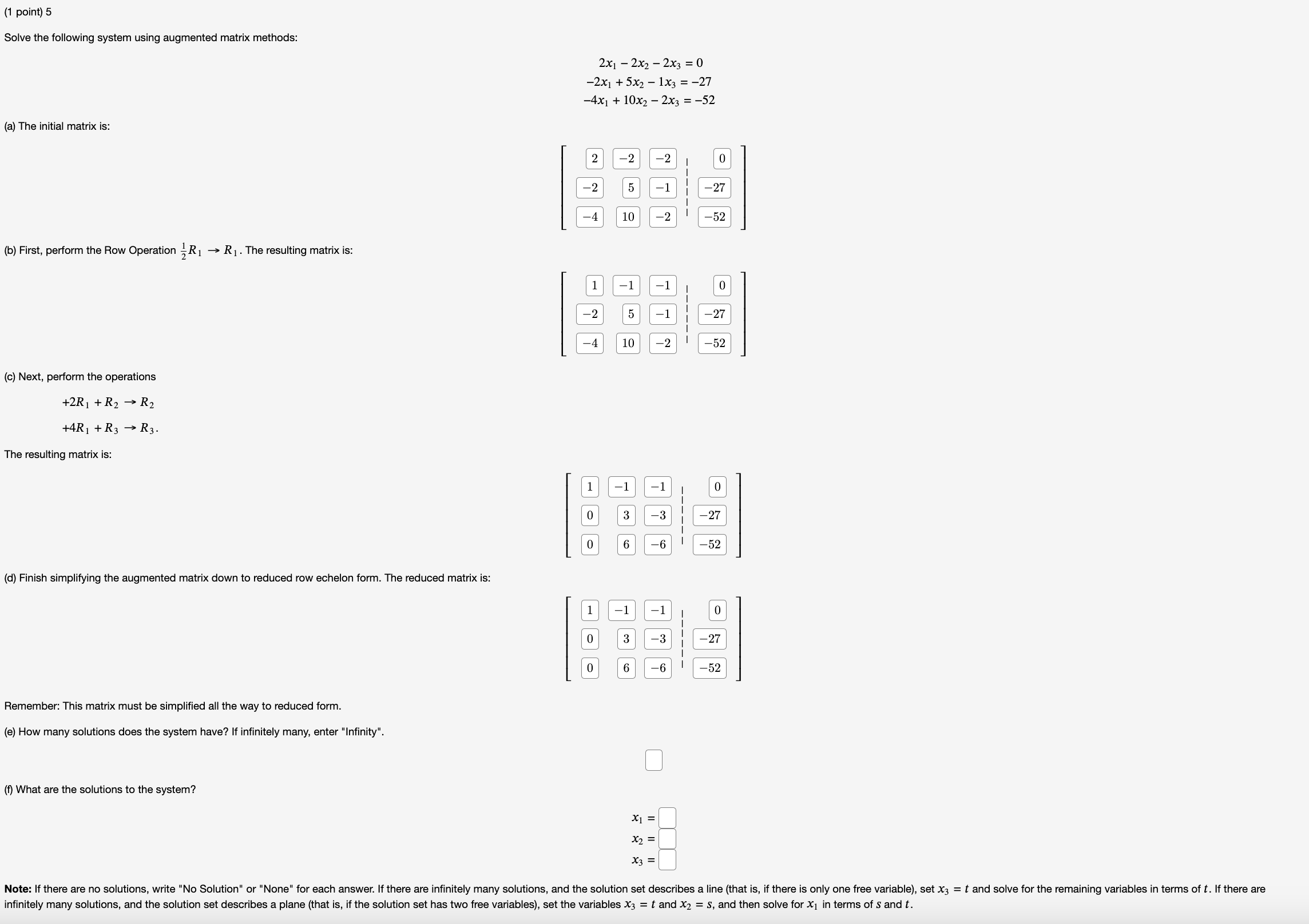 Solved Solve the following system using augmented matrix | Chegg.com