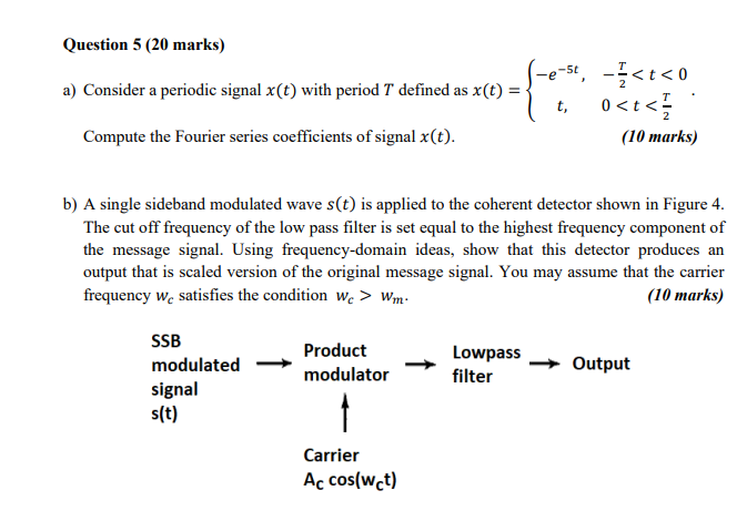 Solved Question 5 (20 marks) a) Consider a periodic signal | Chegg.com