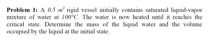 Solved Problem 1: A 0.5 m3 rigid vessel initially contains | Chegg.com
