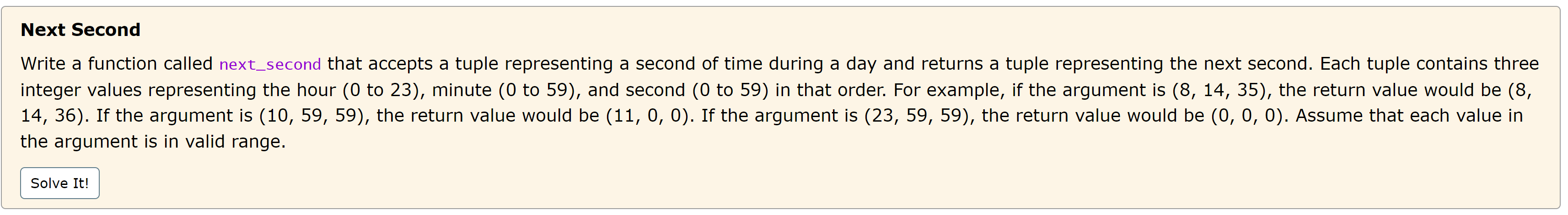 Solved Next Second I Write a function called next_second | Chegg.com