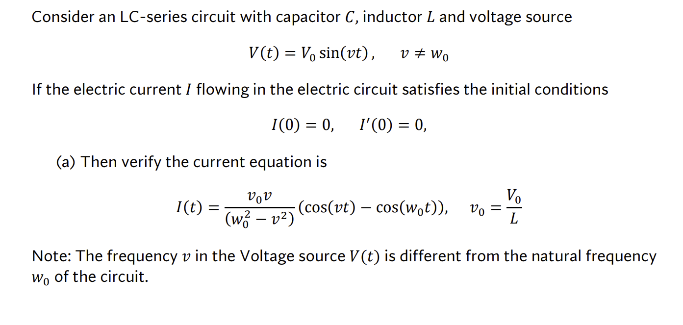 Solved Consider an LC-series circuit with capacitor C, | Chegg.com