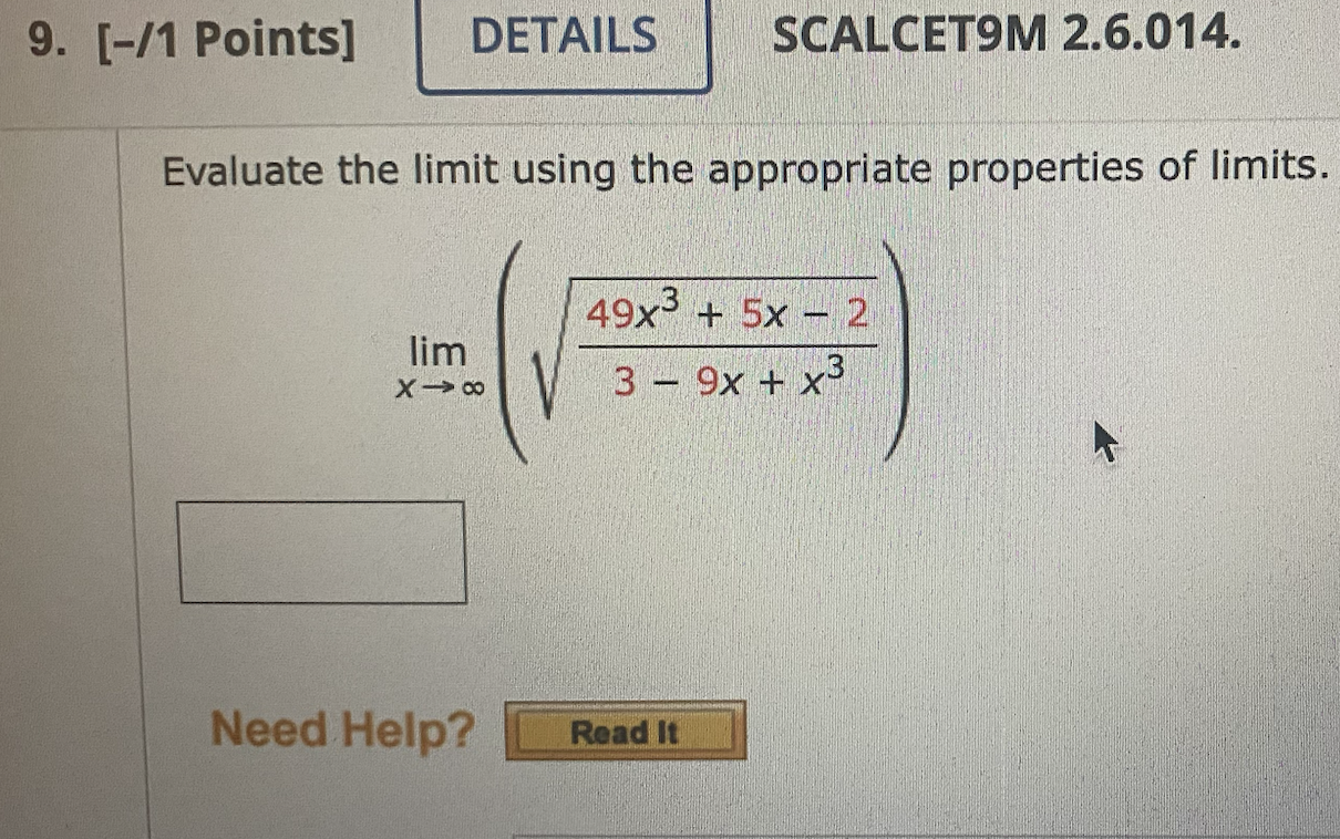 Solved Evaluate the limit using the appropriate properties | Chegg.com