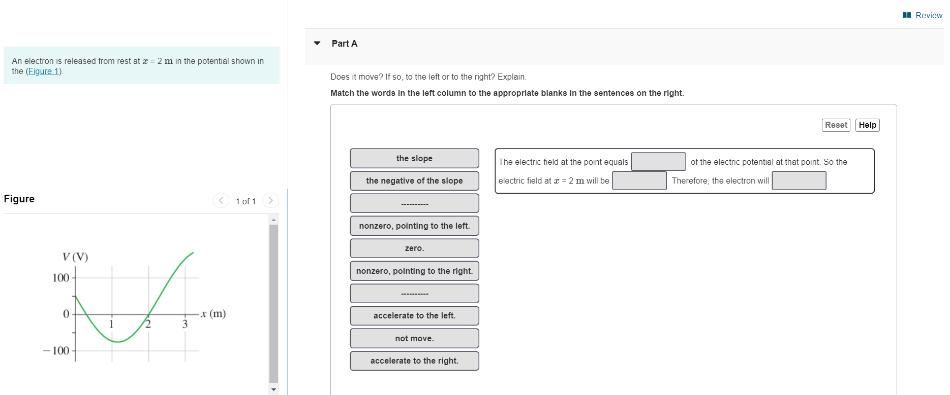Solved Review Part A An electron is released from rest at x | Chegg.com
