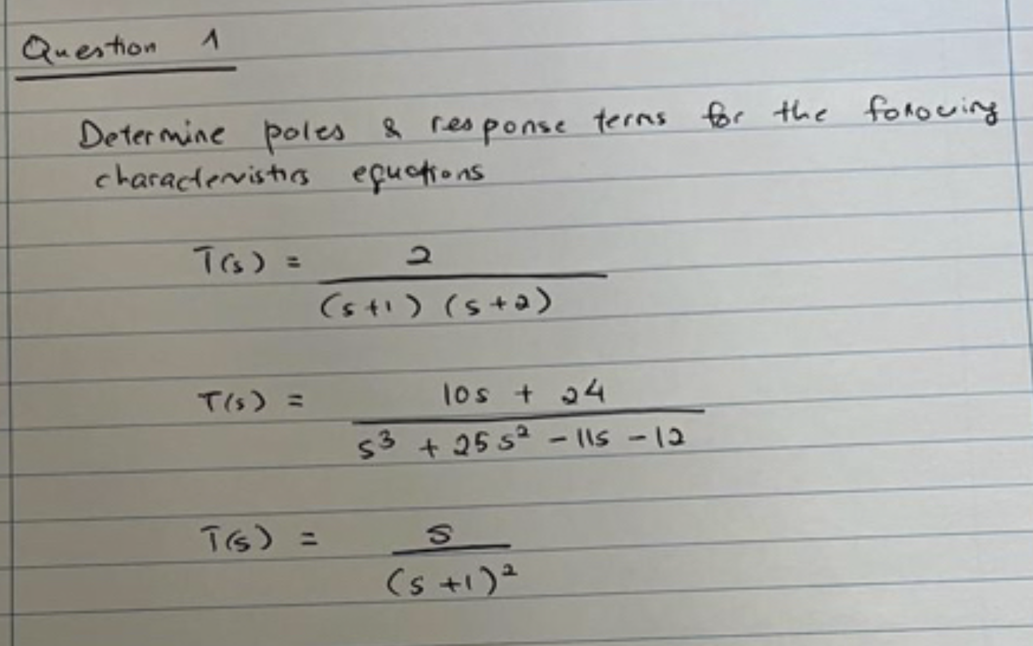Solved Determine poles \& response terns for the forocing | Chegg.com