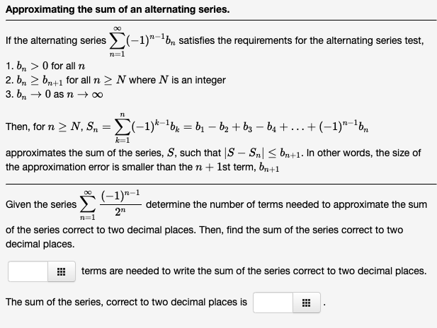 Solved Approximating the sum of an alternating series. If | Chegg.com