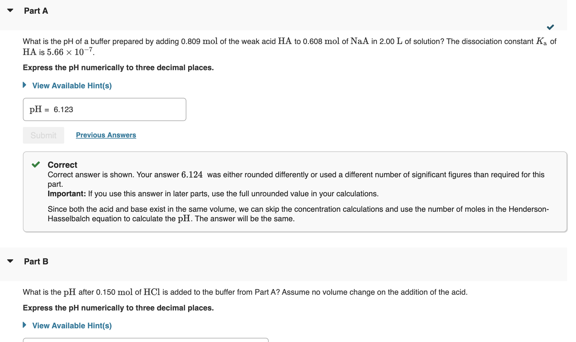 Solved What is the pH of a buffer prepared by adding 0.809 | Chegg.com