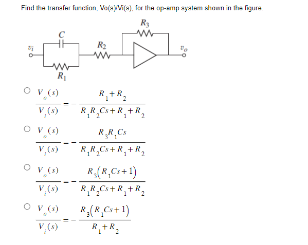 Solved Find the transfer function, VosVi(s), ﻿for the op-amp | Chegg.com