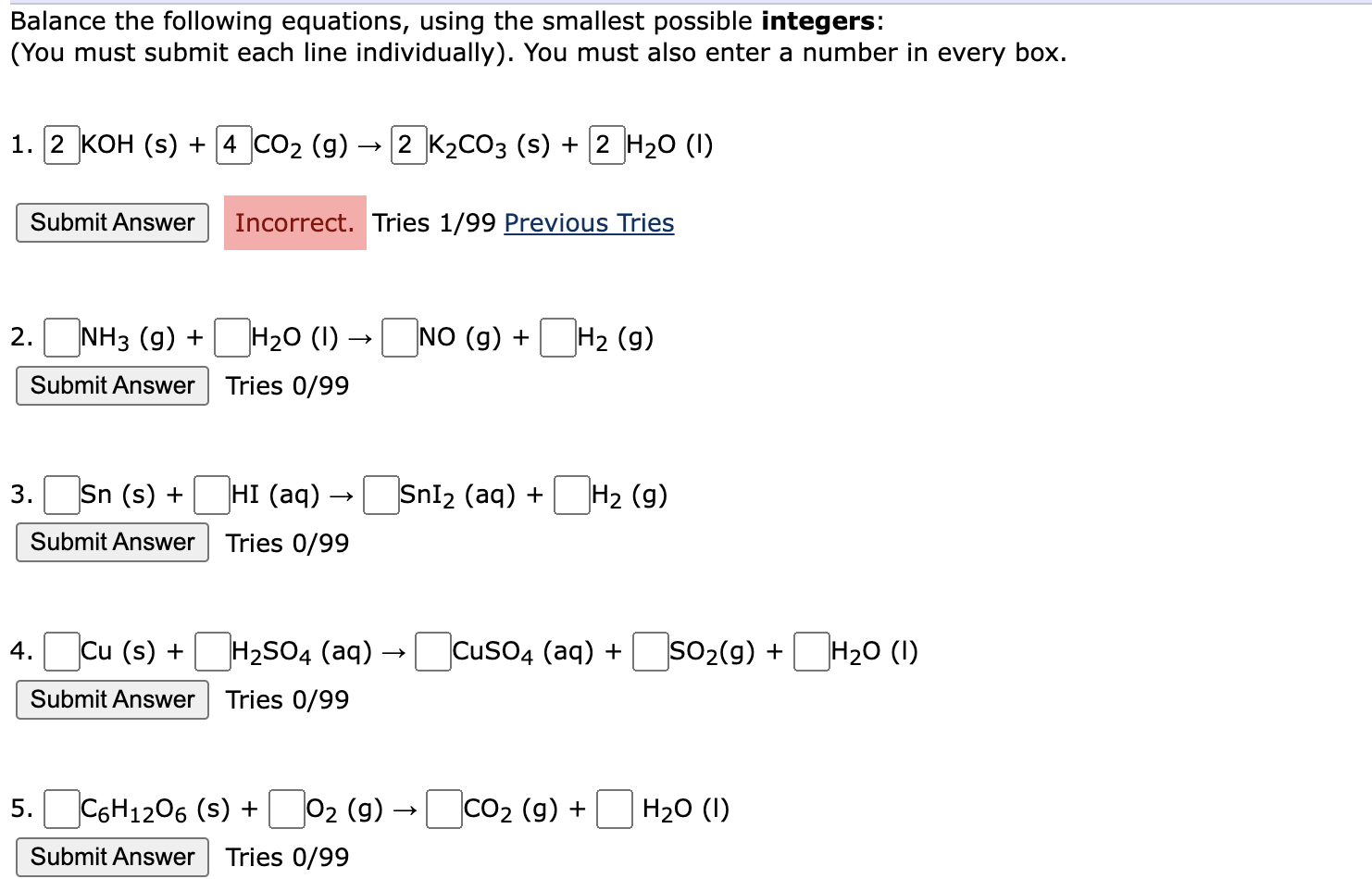Solved Balance the following equations, using the smallest | Chegg.com
