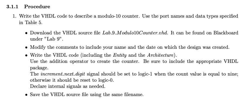 3.1.1 Procedure 1. Write the VHDL code to describe a | Chegg.com