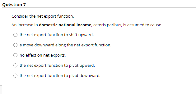 Solved Question 7 Consider the net export function. An | Chegg.com