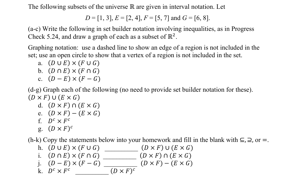 Solved The following subsets of the universe R are given in | Chegg.com