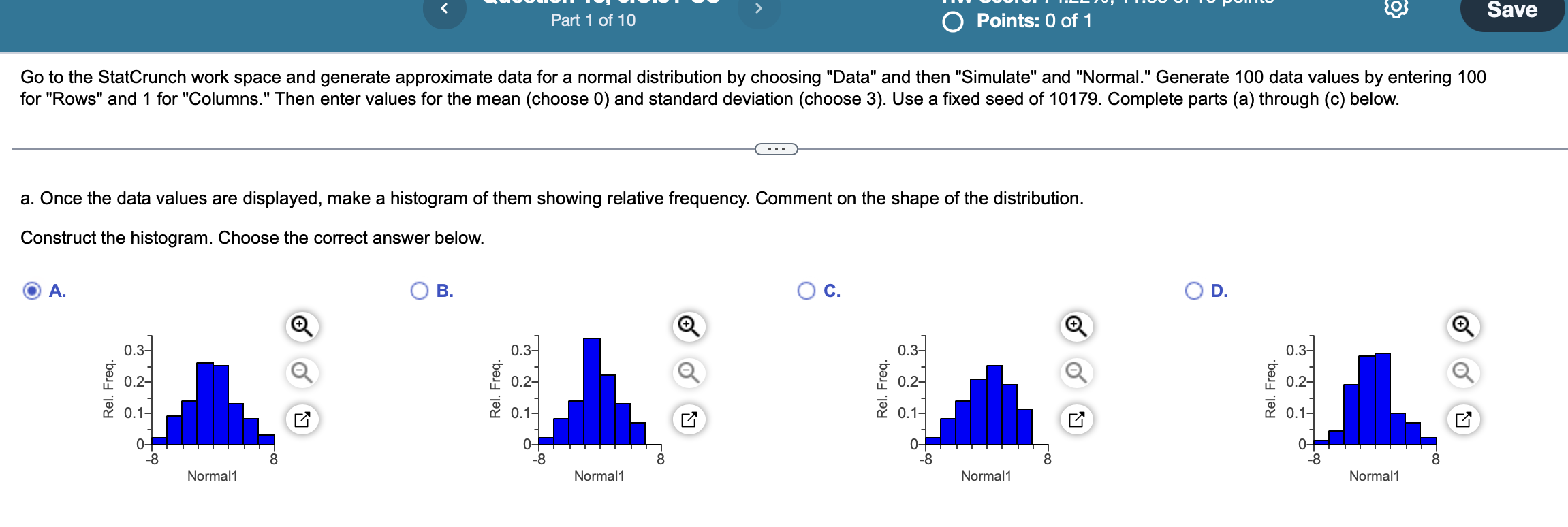 Solved Go to the StatCrunch work space and generate | Chegg.com