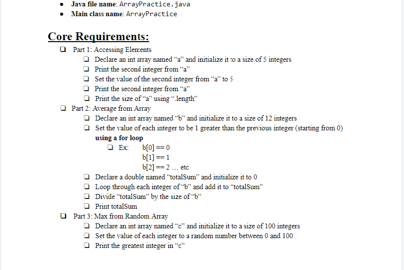 Solved • Java File Name Arraypracticejava • Main Class 1174