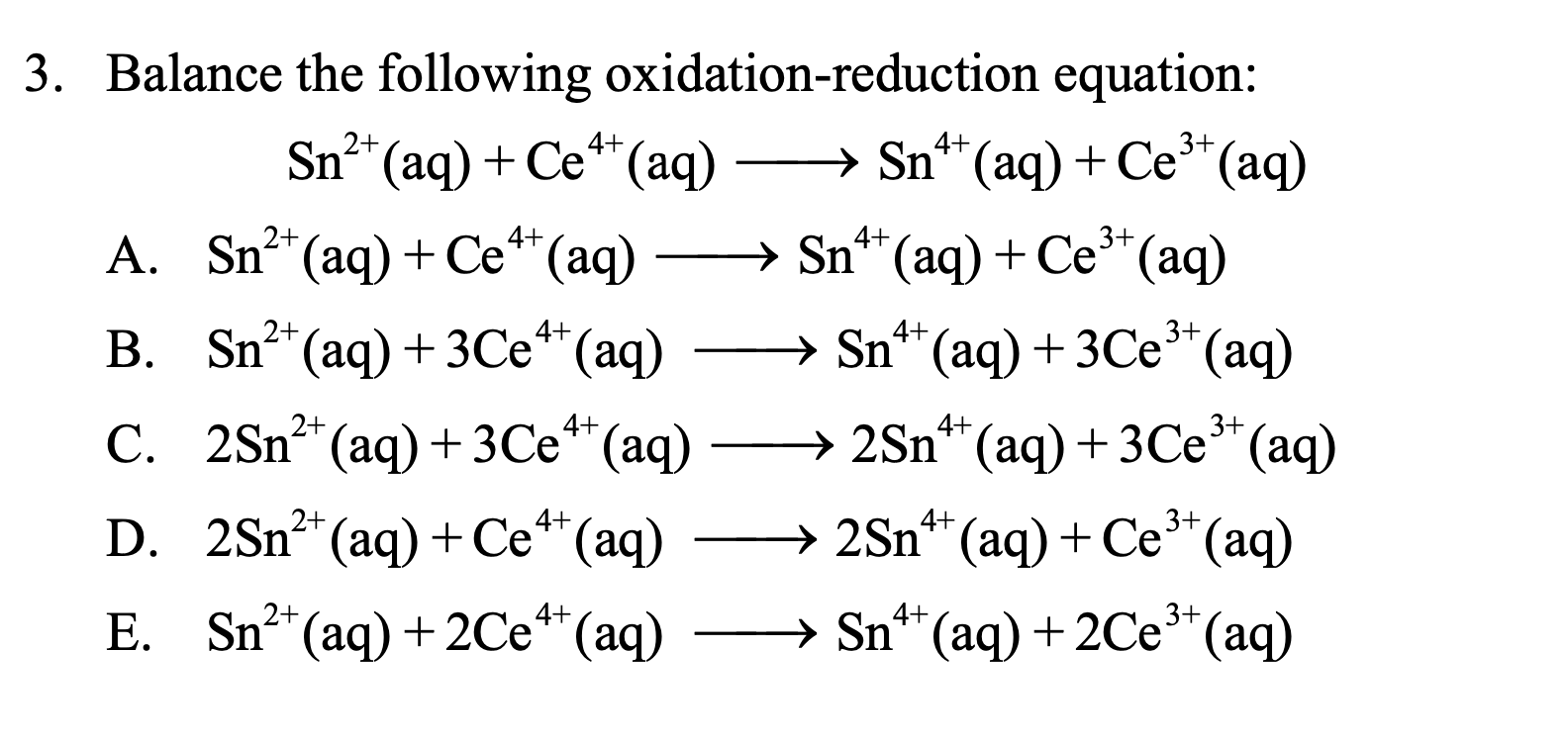Solved Balance the following oxidation-reduction equation: | Chegg.com