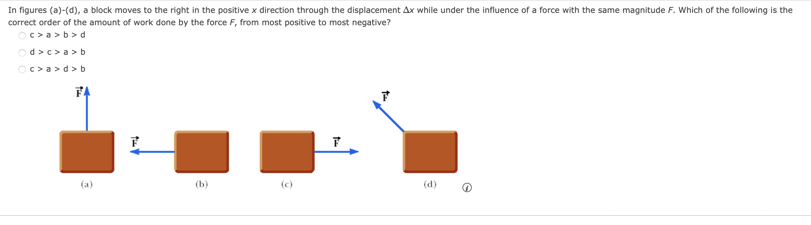 Solved In figures (a)-(d), a block moves to the right in the | Chegg.com