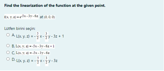Solved Find the linearization of the function at the given | Chegg.com