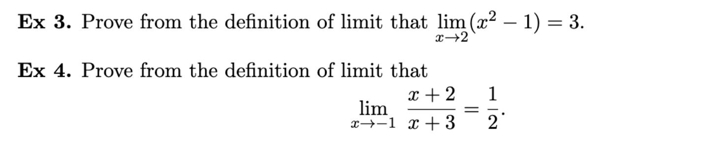 Solved Ex 3. Prove from the definition of limit that | Chegg.com