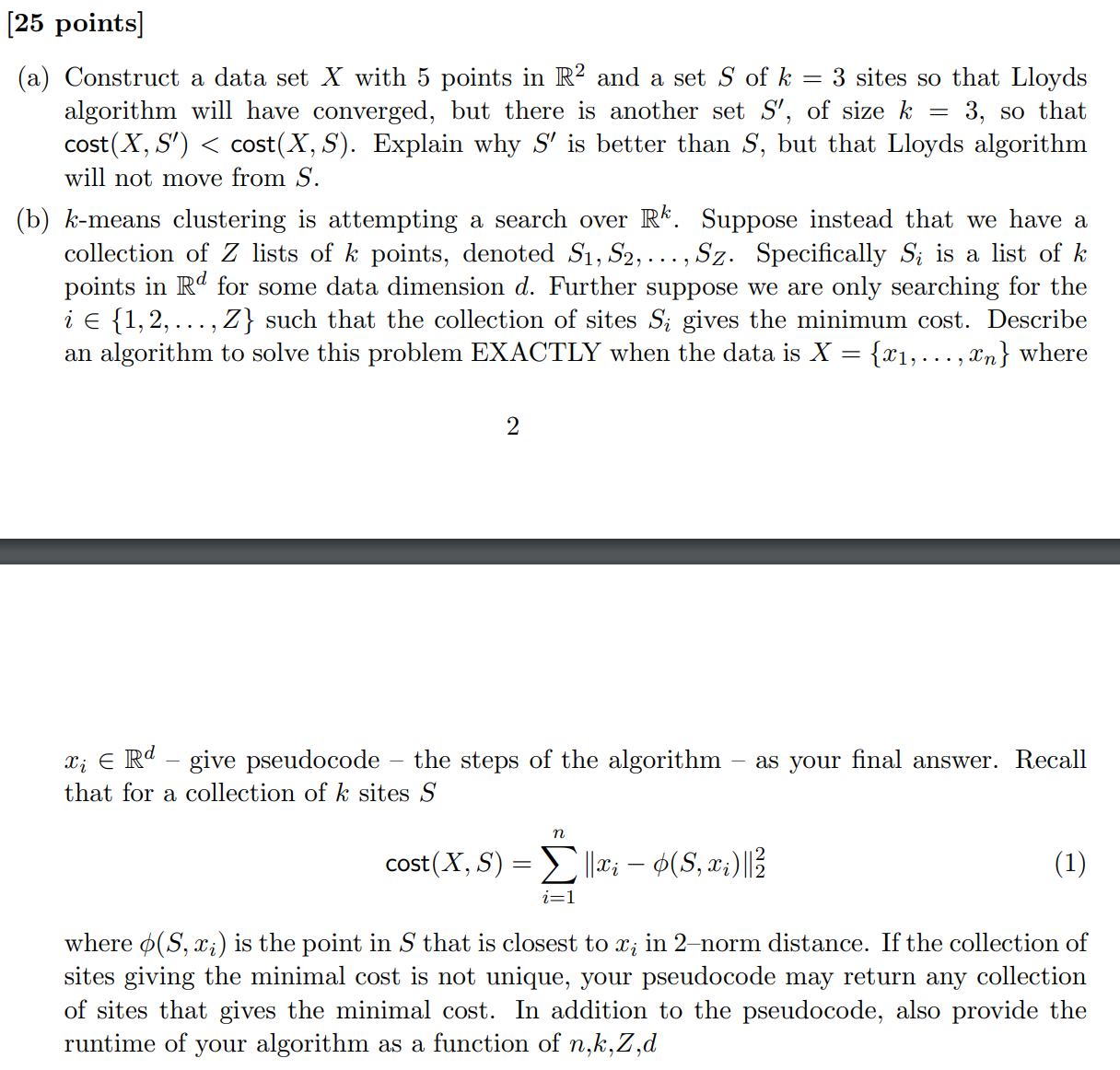 Solved (a) Construct a data set X with 5 points in R2 and a | Chegg.com