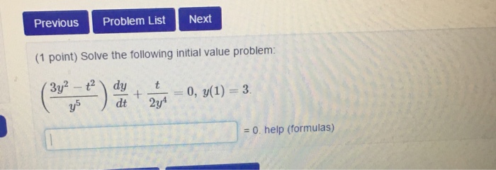 Solved Solve the following initial value problem: (3y^2 - | Chegg.com