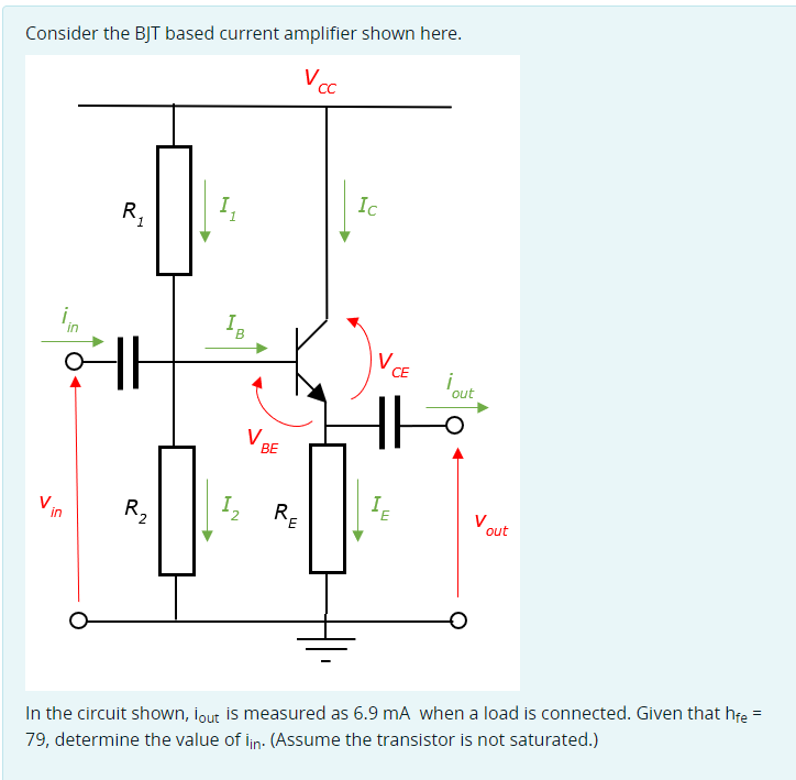 Solved Consider the BJT based current amplifier shown here. | Chegg.com