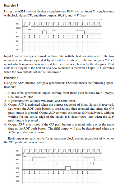 Solved Exercise 5 Using the ASM method, design a synchronous | Chegg.com