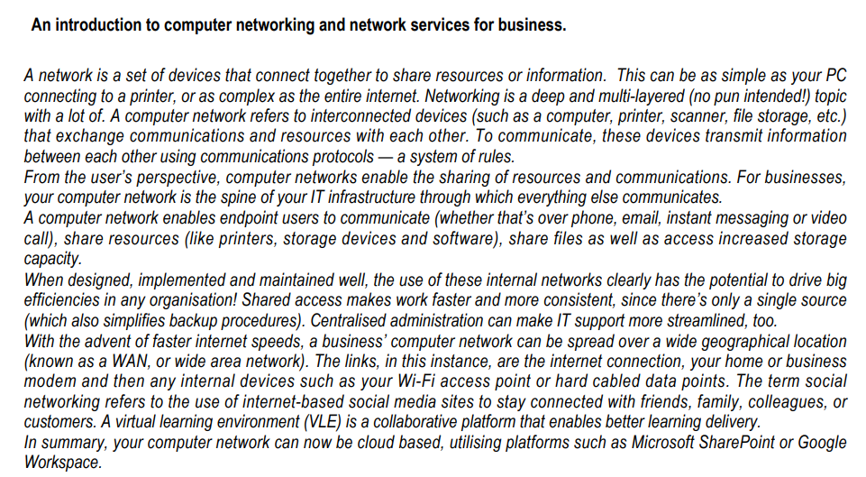 Solved An introduction to computer networking and network | Chegg.com