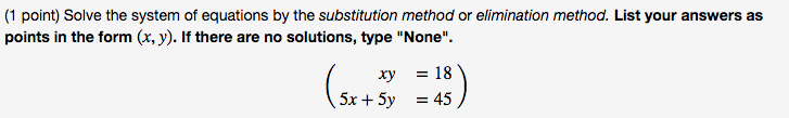 Solved (1 point) Solve the system of equations by the | Chegg.com