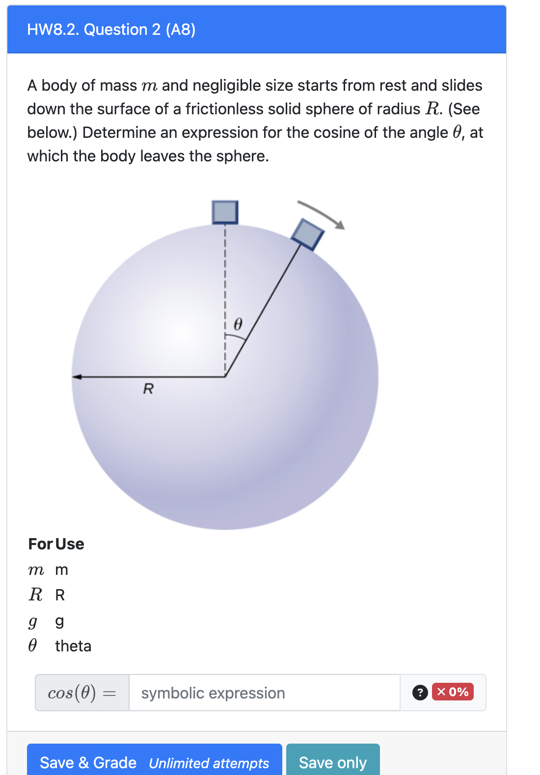 Solved HW8.2. ﻿Question 2 (A8)A body of mass m ﻿and | Chegg.com