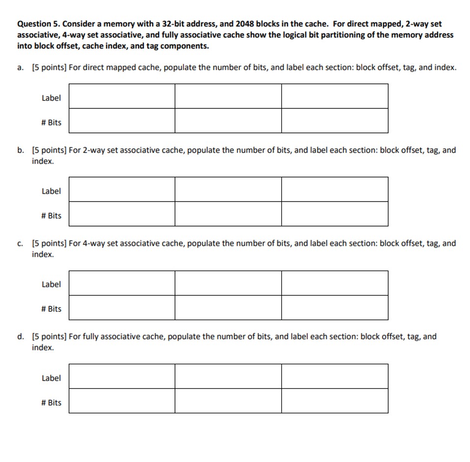 Solved Question 5. ﻿Consider a memory with a 32-bit address, | Chegg.com