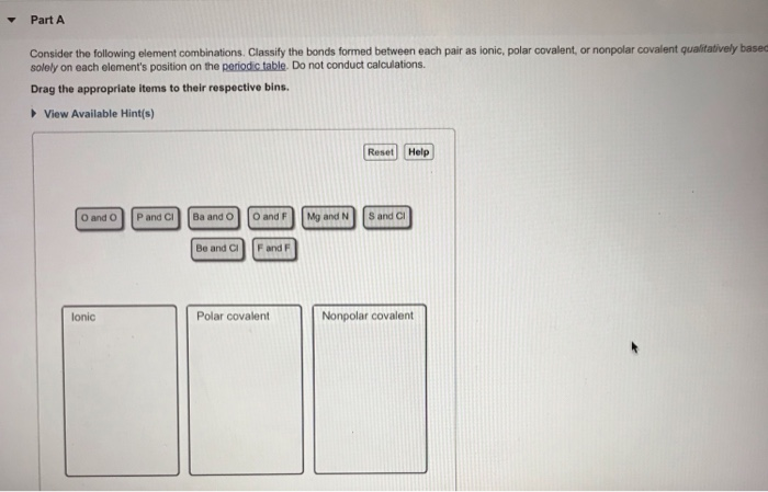 Solved Part A Consider the following element combinations. | Chegg.com