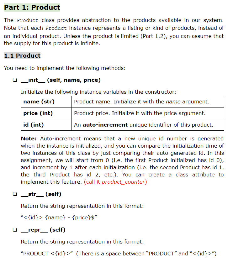 Solved Part 1: Product The Product class provides | Chegg.com