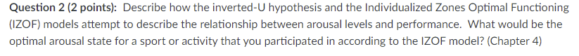 Solved Question 2 (2 points): Describe how the inverted-U | Chegg.com
