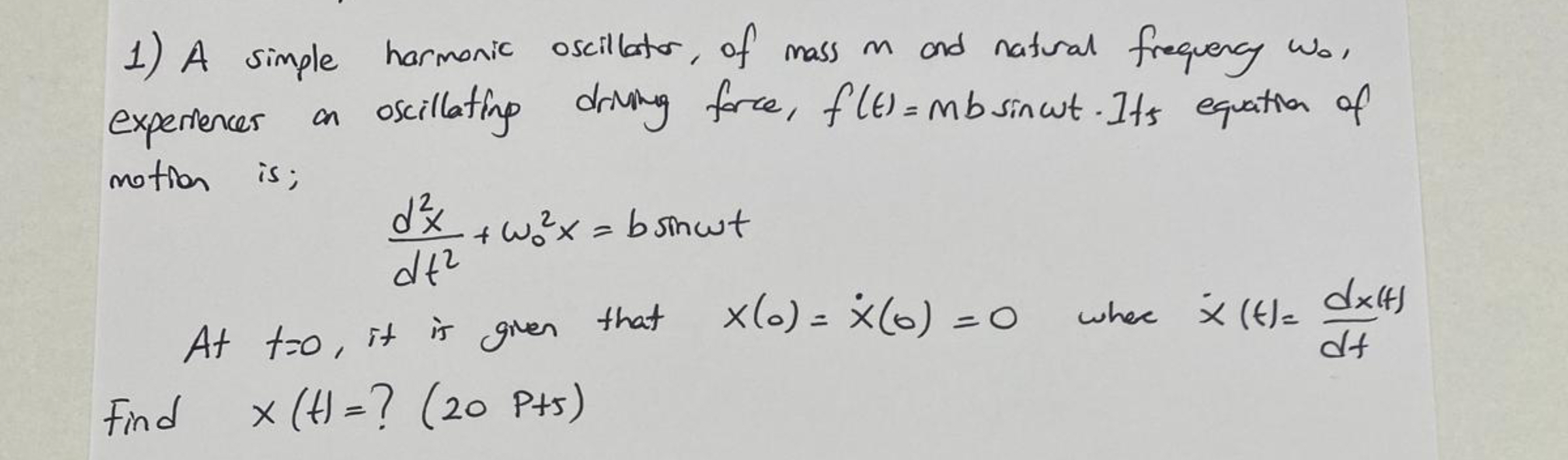 Solved A simple harmonic oscillator, of mass m ﻿and natural | Chegg.com