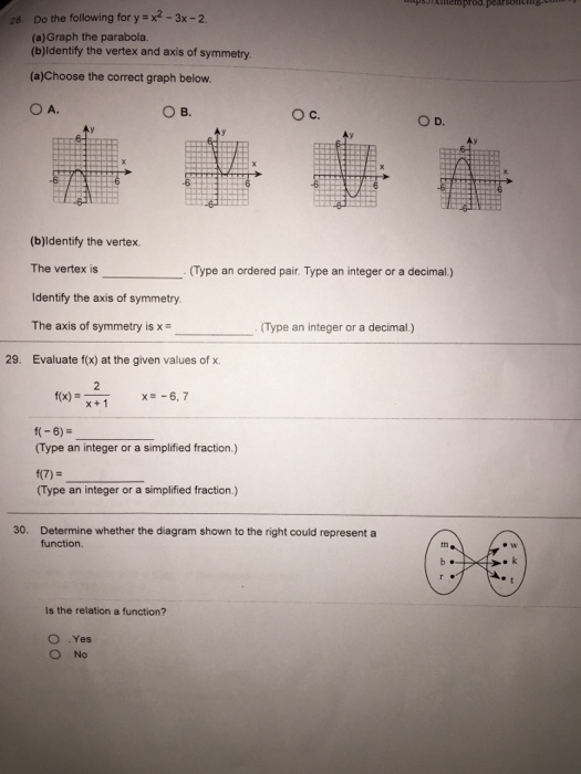 Solved 28 Do The Following For Yx2 3x 2 Agraph The 