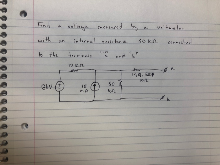 Solved Find a voltage measured by a voltmeter with an | Chegg.com