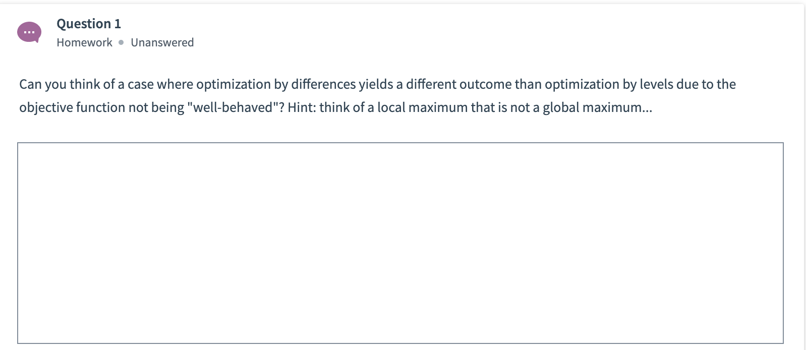 Solved Question 1 Homework. Unanswered Can you think of a | Chegg.com