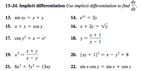 Solved 5-12. Implicit differentiation Carry out the | Chegg.com
