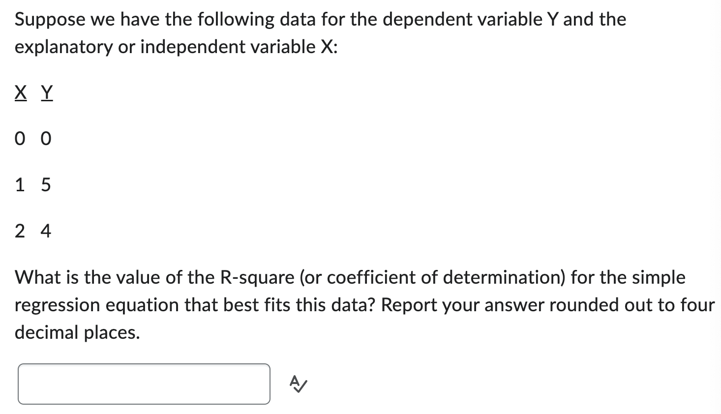 Solved Suppose we have the following data for the dependent | Chegg.com