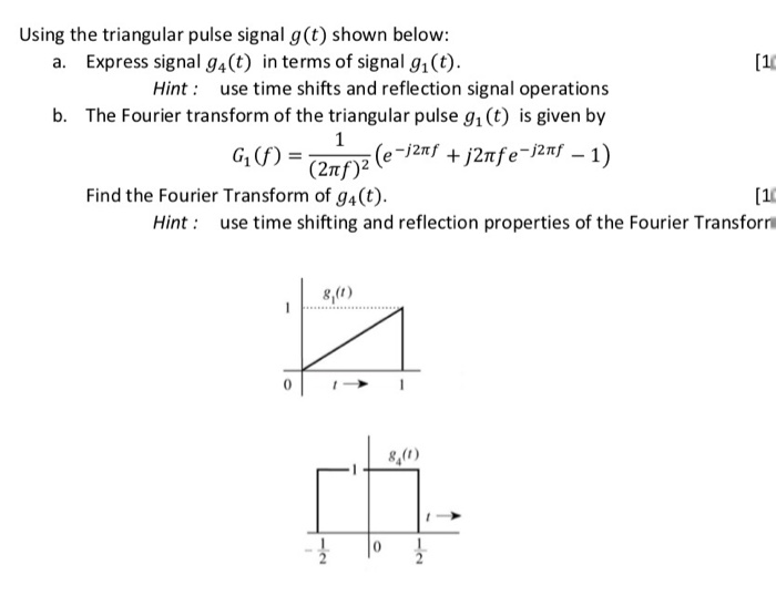 Solved Using the triangular pulse signal g(t) shown below: | Chegg.com